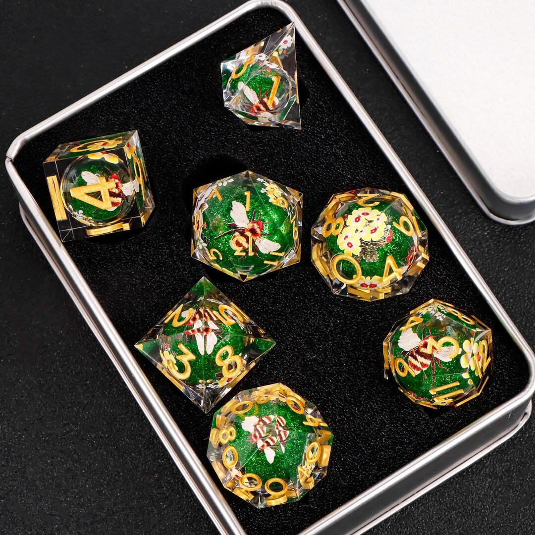 Green Bee Liquid Core Dice Set, RPG D&D Dice - Etsy