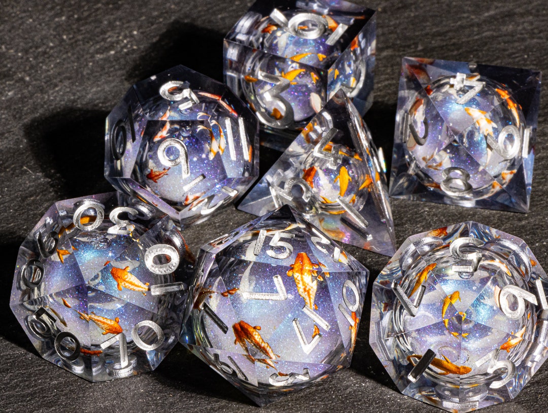 Koi Fish Liquid Core Dice Set for Dungeons and Dragons Liquid Core Dnd Dice Set for Gifts Grey ...