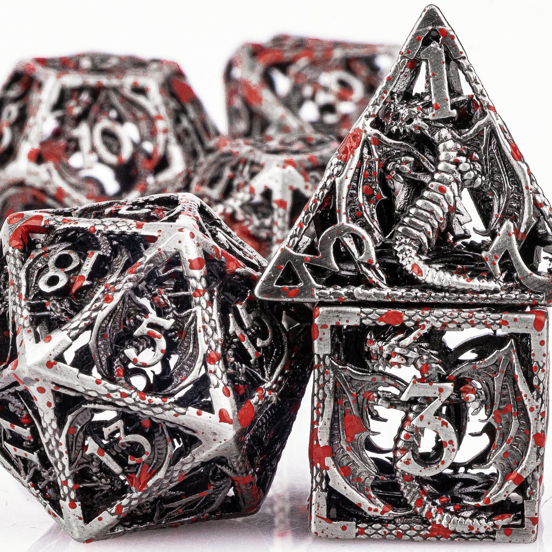 Dragon Metal Dnd Dice hollow Dragon Metal Dice Set for Role - Etsy