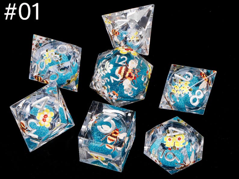 Bee Liquid Core Dice Set, D&D Resin Dice - Etsy