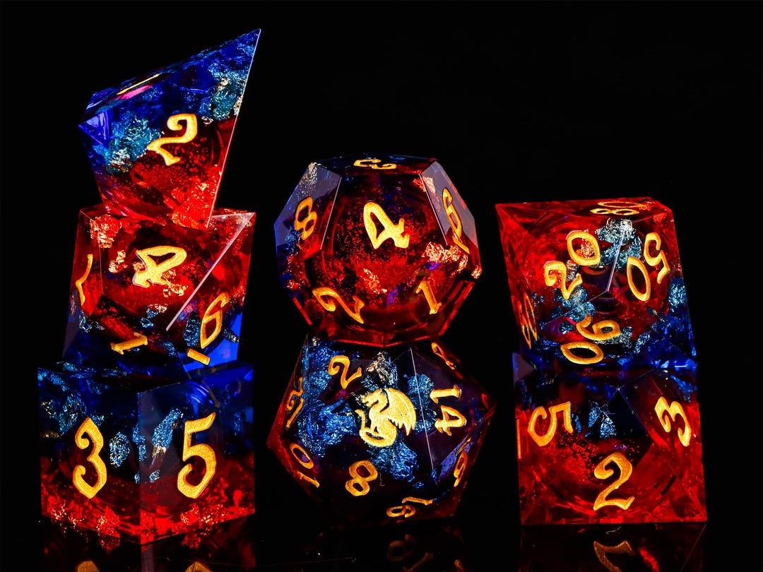 Red and Blue Dragon Liquid Core Dice , Liquid Core D&d Dice for Dnd ...