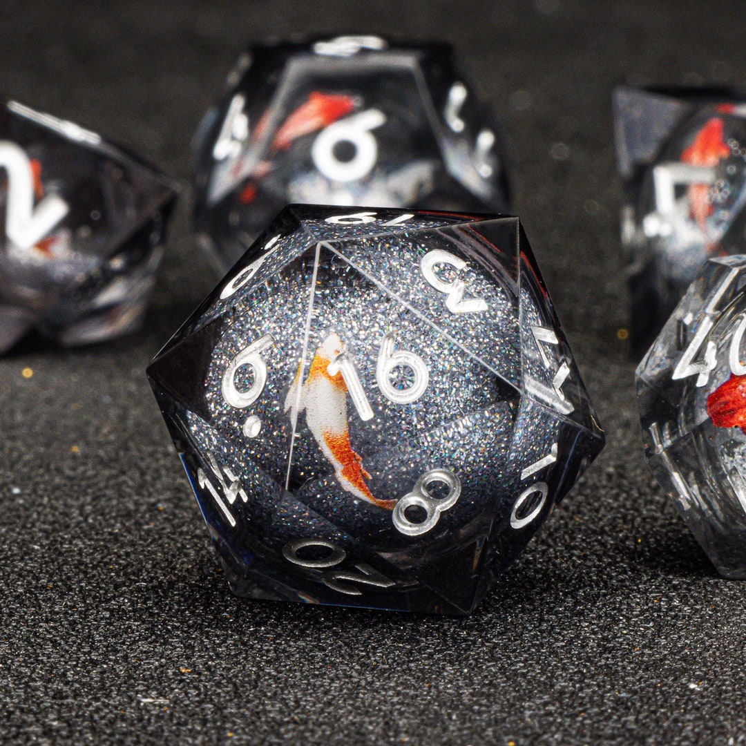 Dnd Goldfish Liquid Core Dice for Role Playing Games Liquid Dice Set ...