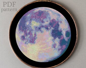 Moon Cross Stitch | Etsy