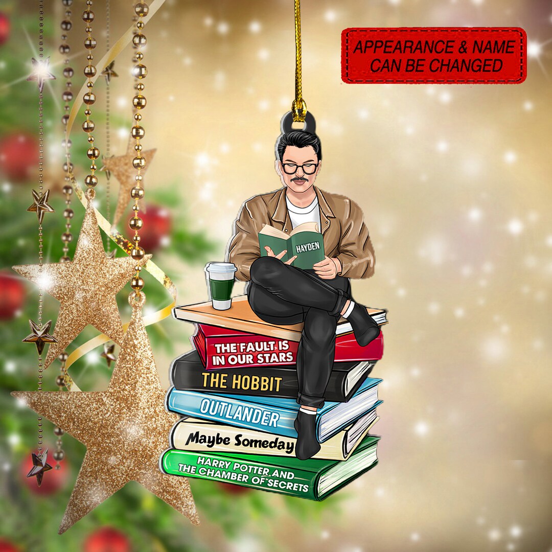 Personalized Man Reading Book Flat Ornament Custom Book - Etsy