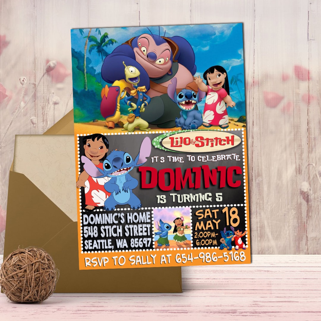 Lilo and Stitch Birthday Invitation, Lilo and Stitch Invitation, Lilo ...