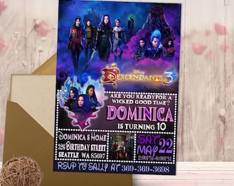 Descendants Birthday Party Invitation - Etsy Canada