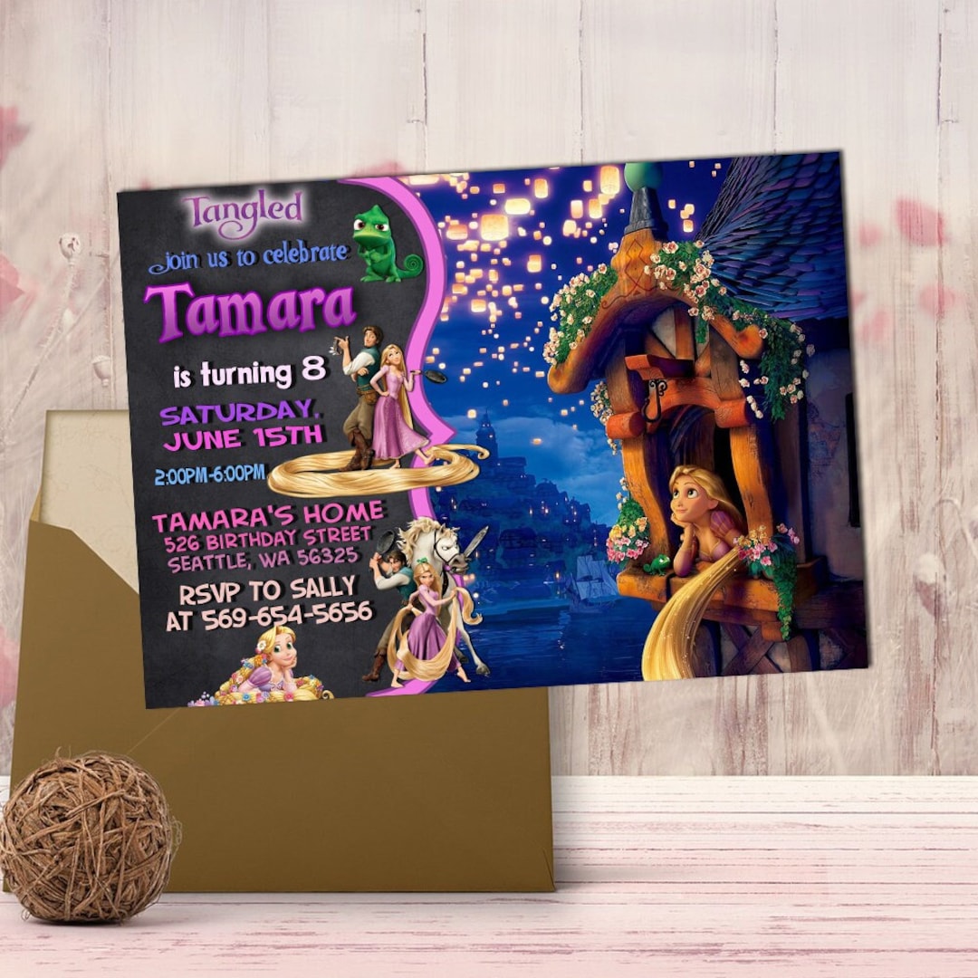 Rapunzel Invitation, Tangled Birthday Invitation, Rapunzel Card ...