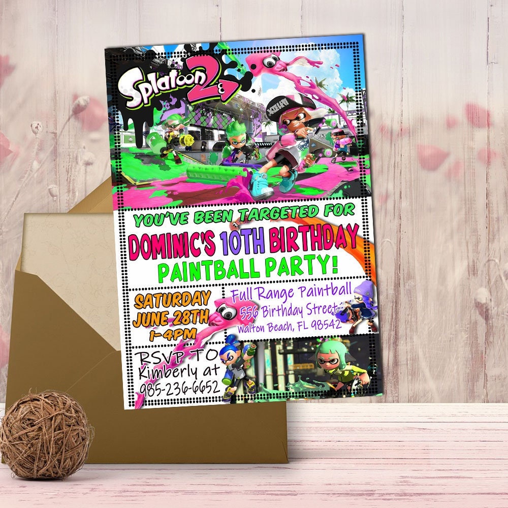 Splatoon Birthday Invitation, Splatoon Card Invitation, Splatoon ...