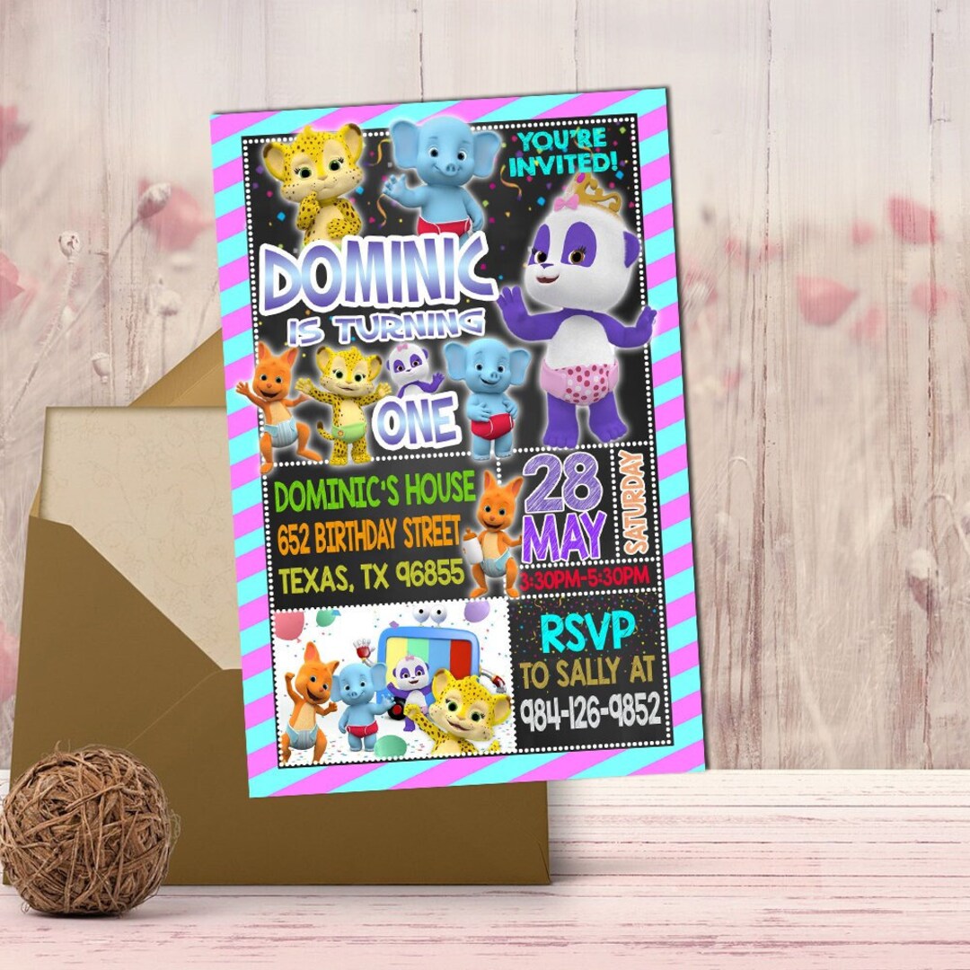 Word Party Birthday Invitation, Word Party Card Invitation, Word Party ...