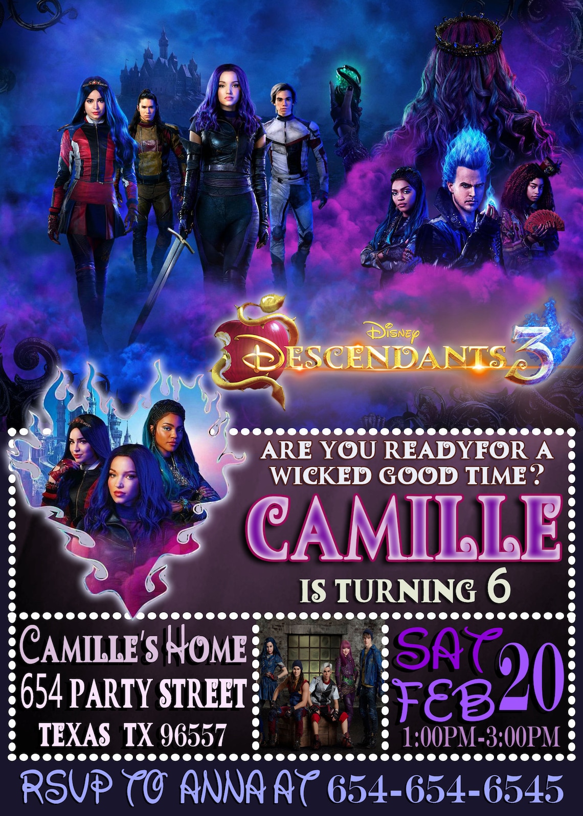 Descendants Invitation Descendants Birthday Invitation - Etsy
