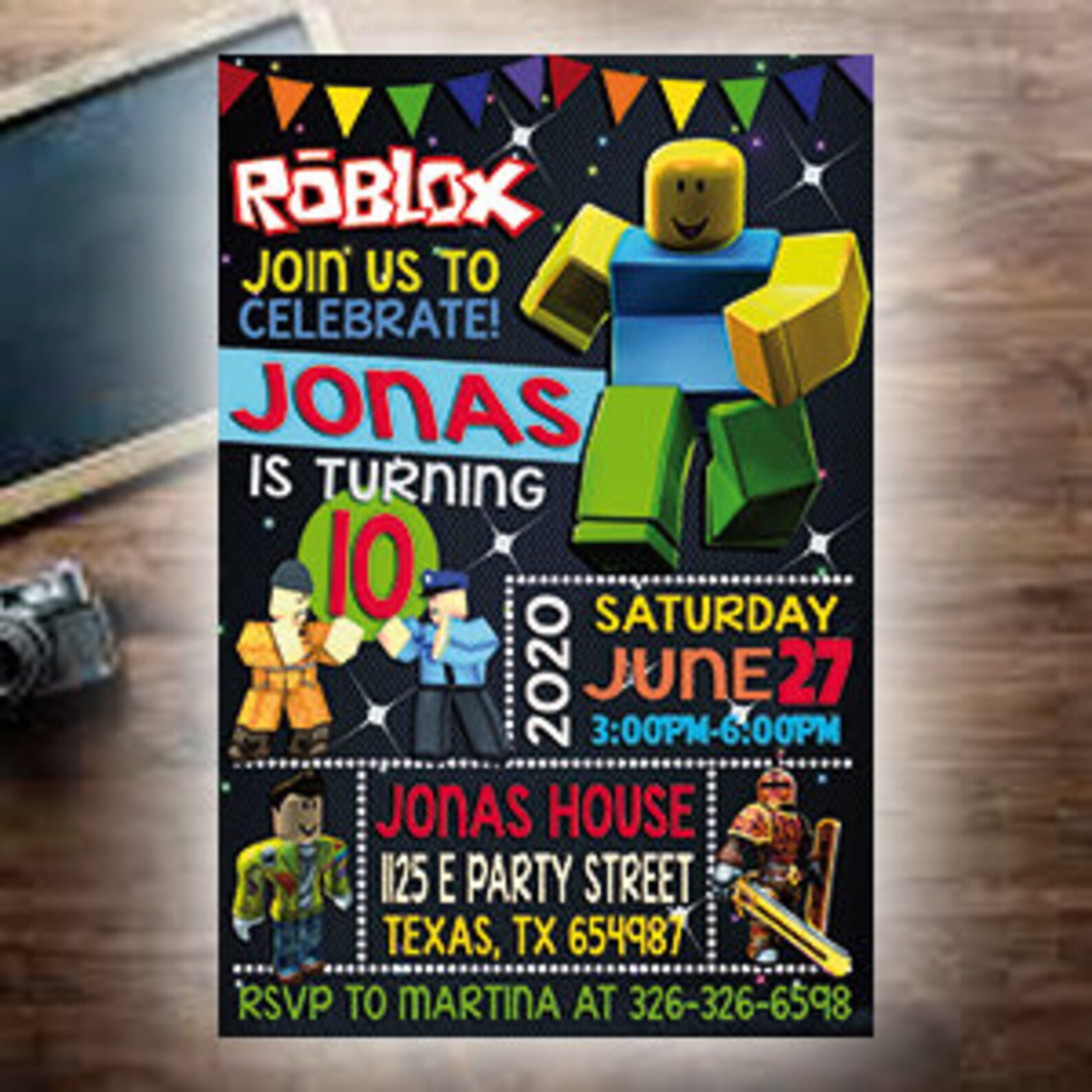 Roblox Invitation Roblox Birthday Invitation Roblox Birthday | Etsy