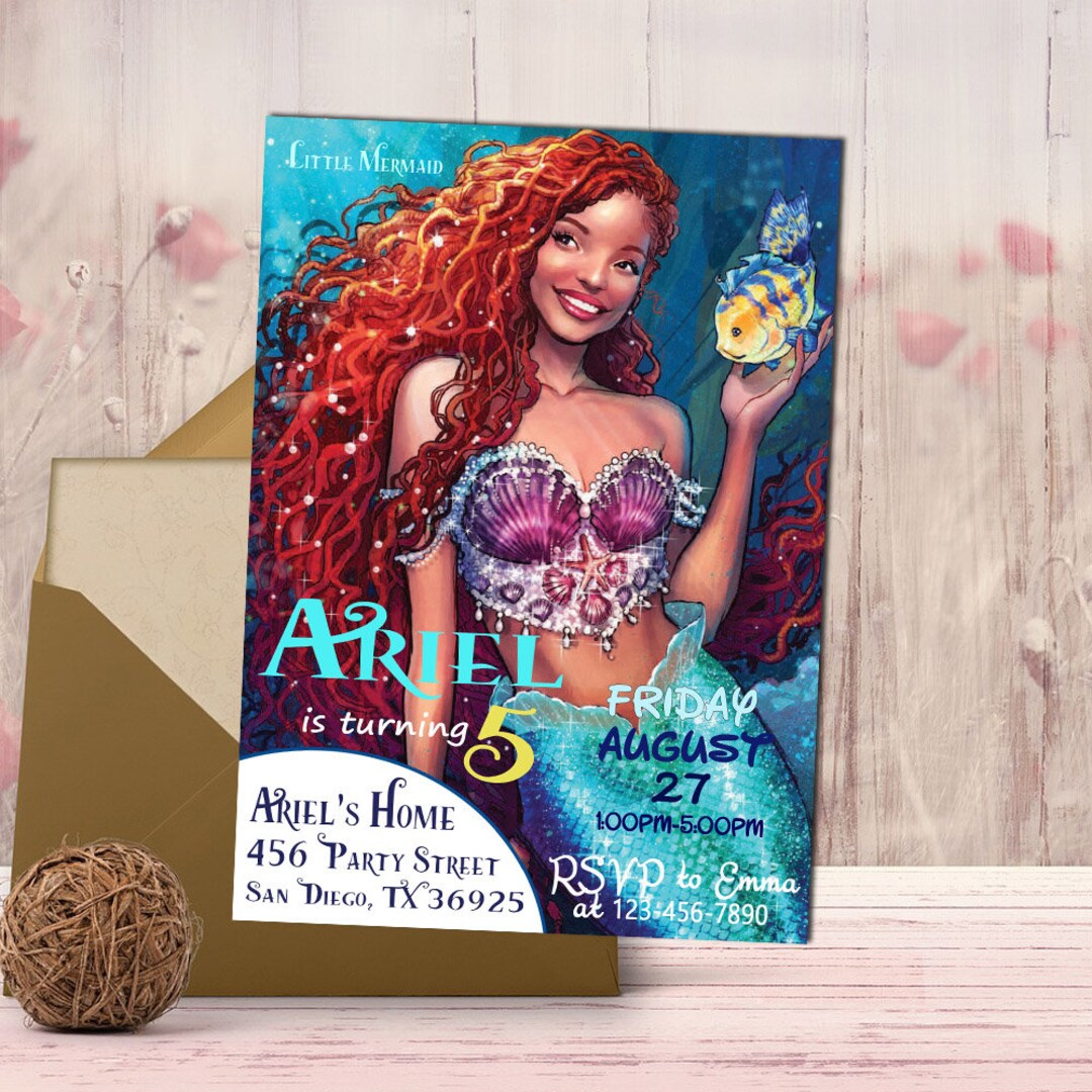 Little Mermaid Birthday Invitation, Little Mermaid Card Invitation ...
