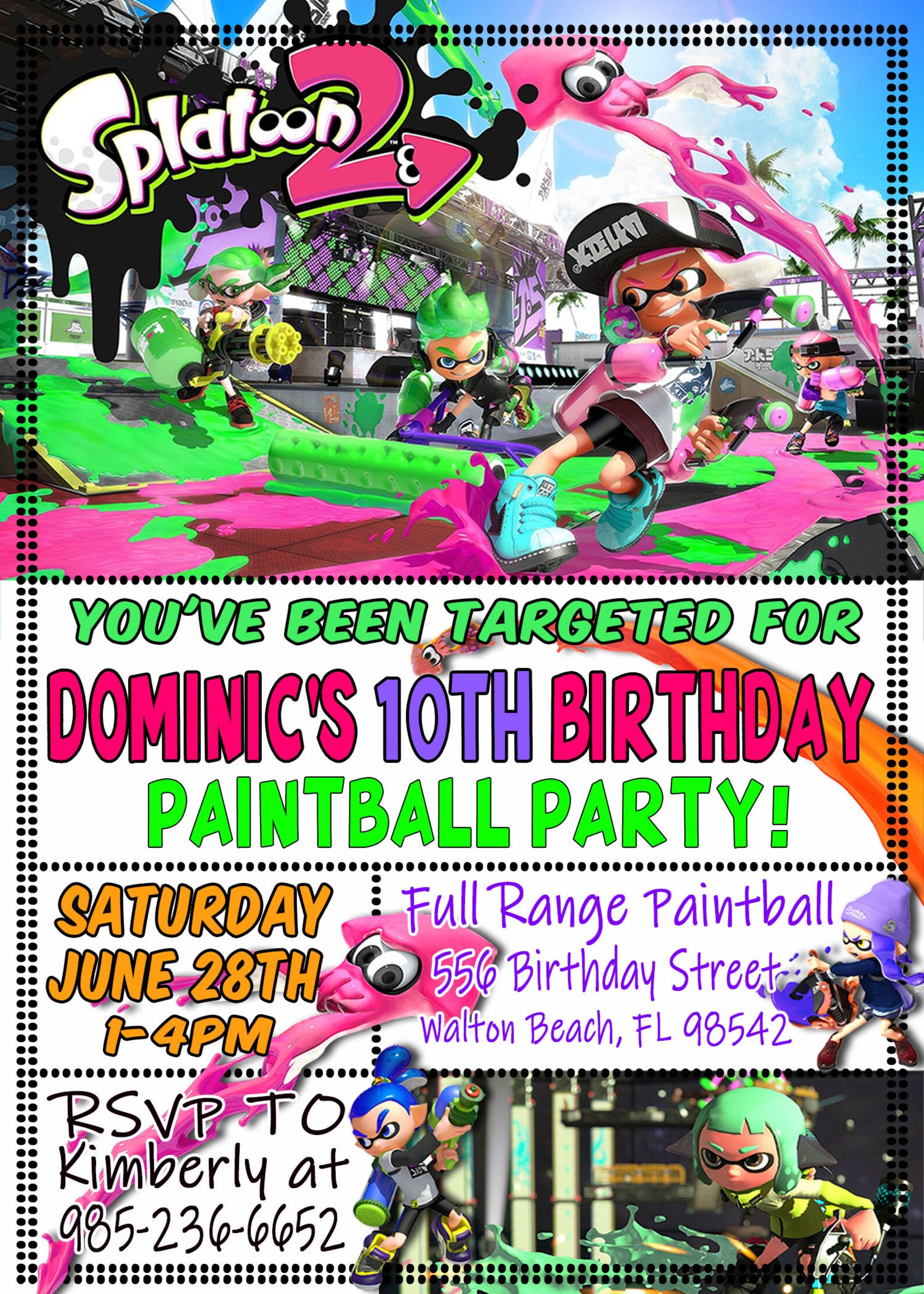 Splatoon Birthday Invitation, Splatoon Card Invitation, Splatoon ...