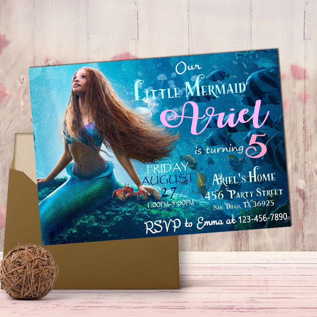 Little Mermaid Birthday Invitation, Little Mermaid Card Invitation ...