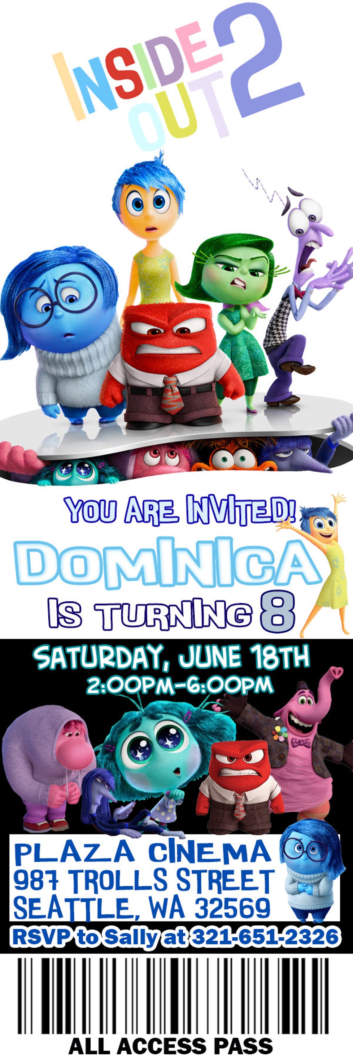 Inside Out 2 Movie Ticket Birthday Invitation, Inside Out Birthday ...