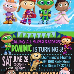 Super Why Birthday Invitation, Super Why Card Invitation, Super Why ...