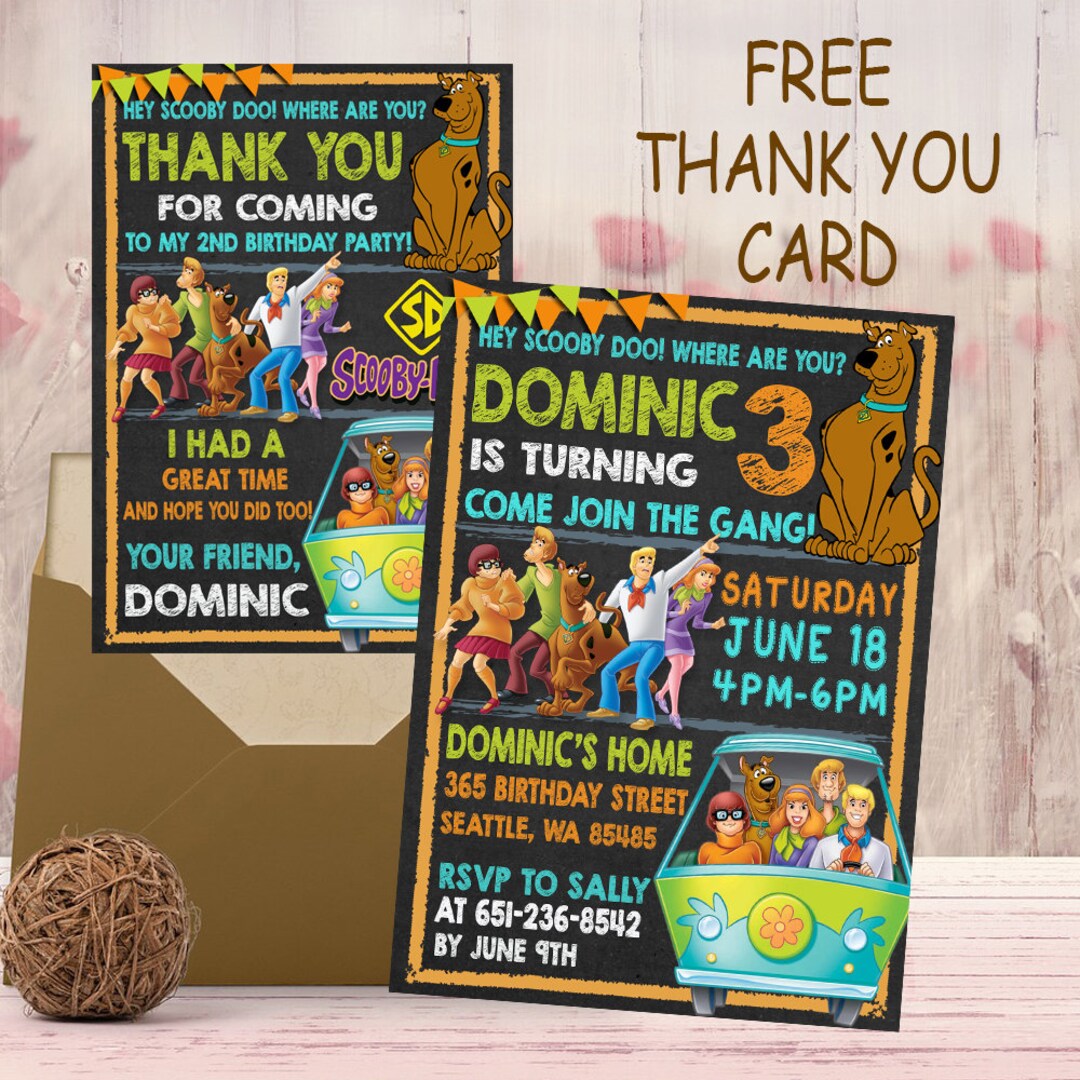 Scooby Doo Birthday Invitation, Scooby Doo Card Invitation, Scooby Doo ...
