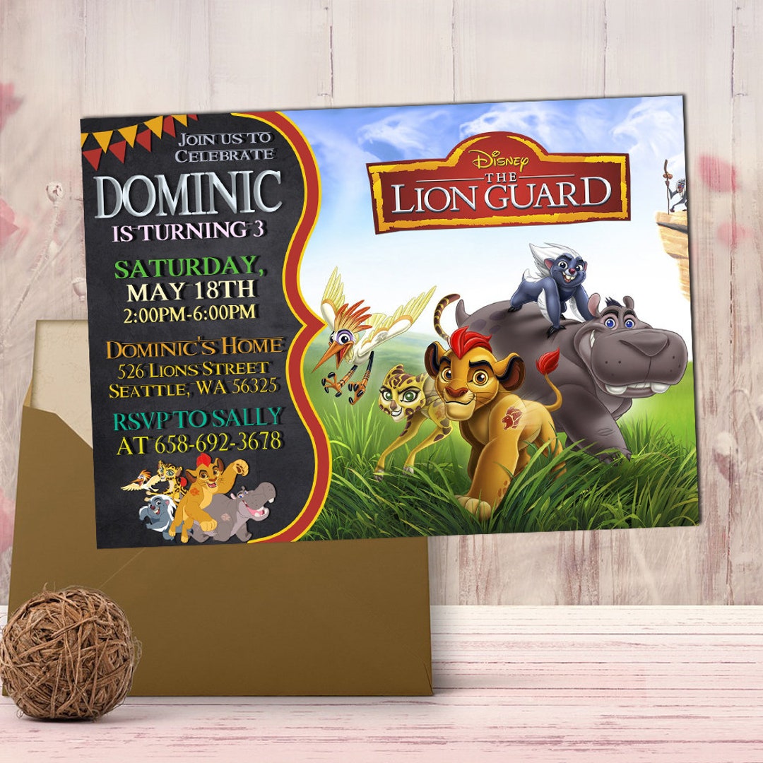 Lion Guard Birthday Invitation, Lion Guard Card Invitation, Lion Guard ...