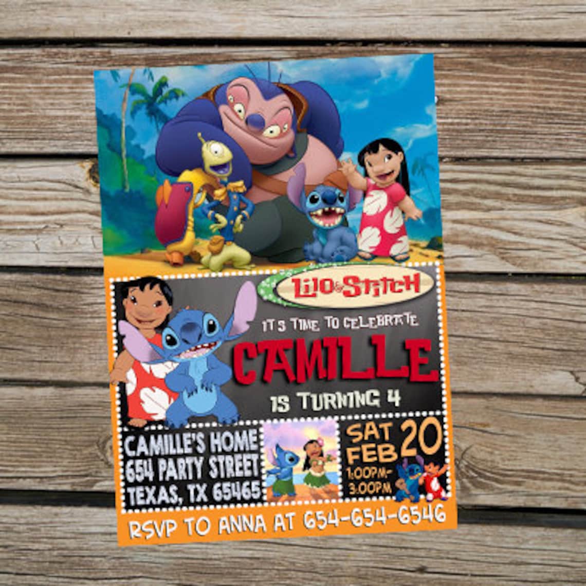 Lilo And Stitch Birthday Party Invitation Disney Movie Lilo And Stitch