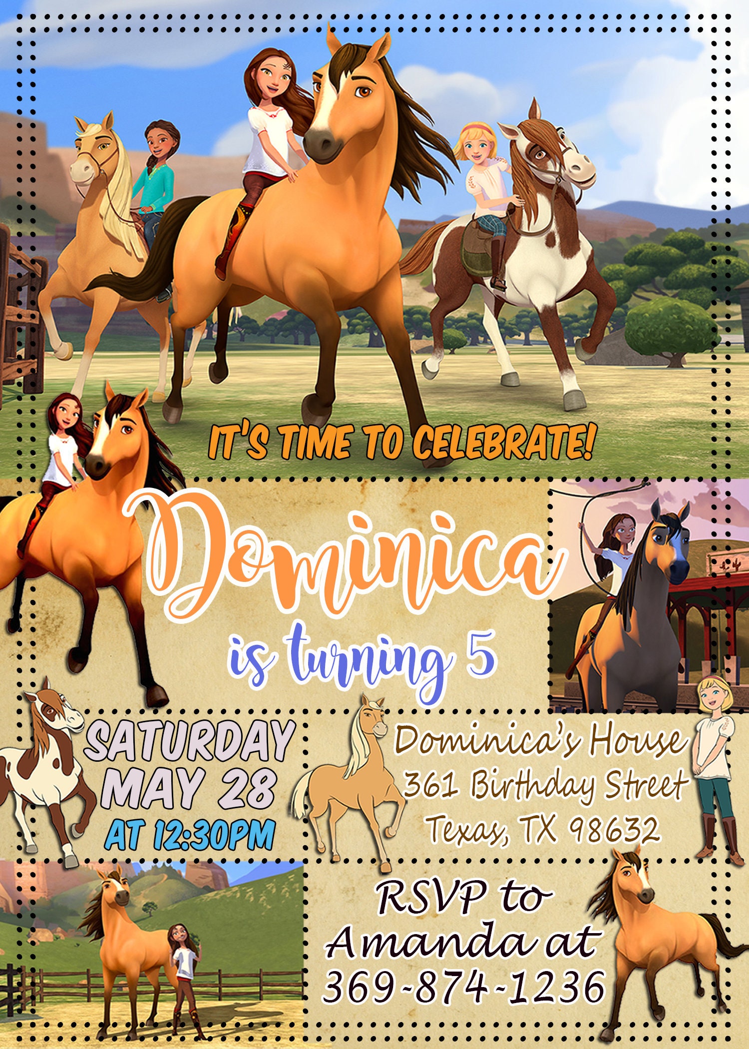 Spirit Riding Free Birthday Invitation, Spirit Riding Free Card ...