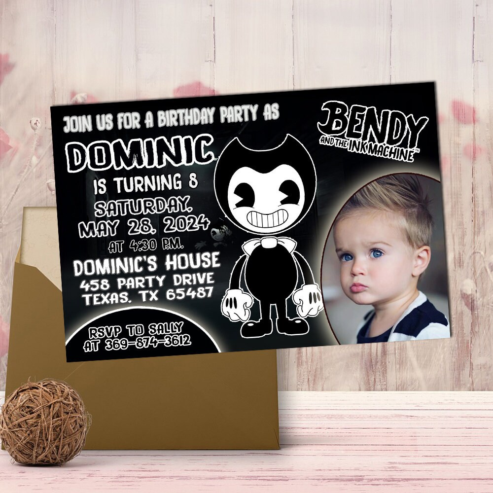 Bendy and the Ink Machine Birthday Invitation, Bendy and the Ink ...