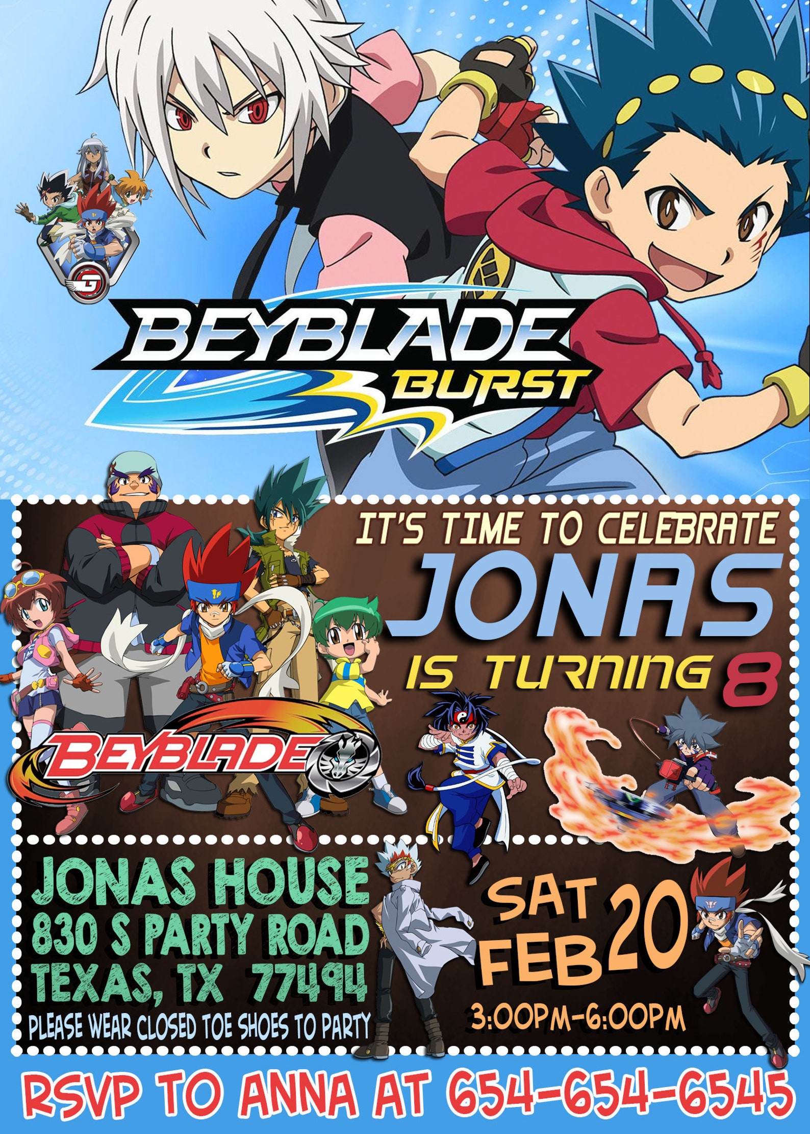 Beyblade Invitation Beyblade Birthday Invitation Beyblade - Etsy
