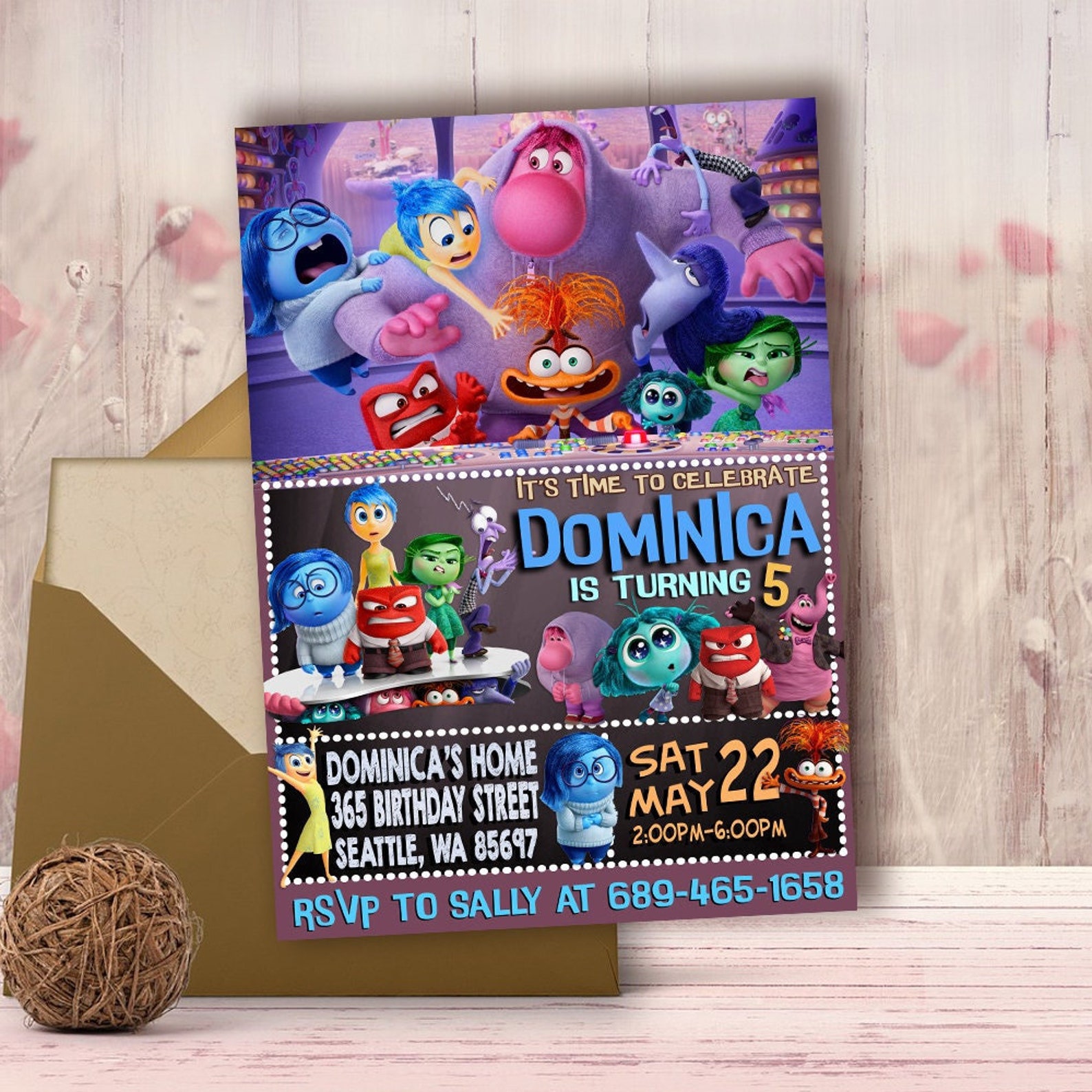 Invitación de cumpleaños de Inside Out 2, invitación de cumpleaños de ...
