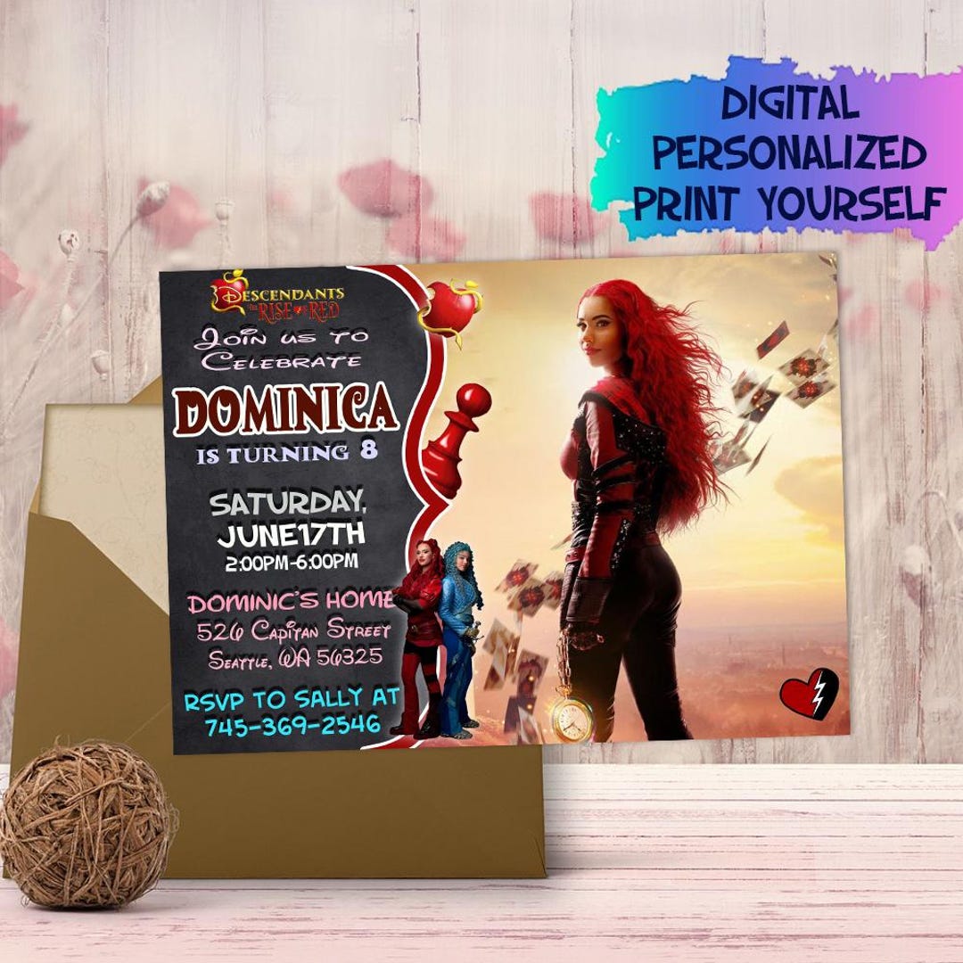 Descendants 4 Birthday Invitation, Descendants: Rise of Red Invitation ...