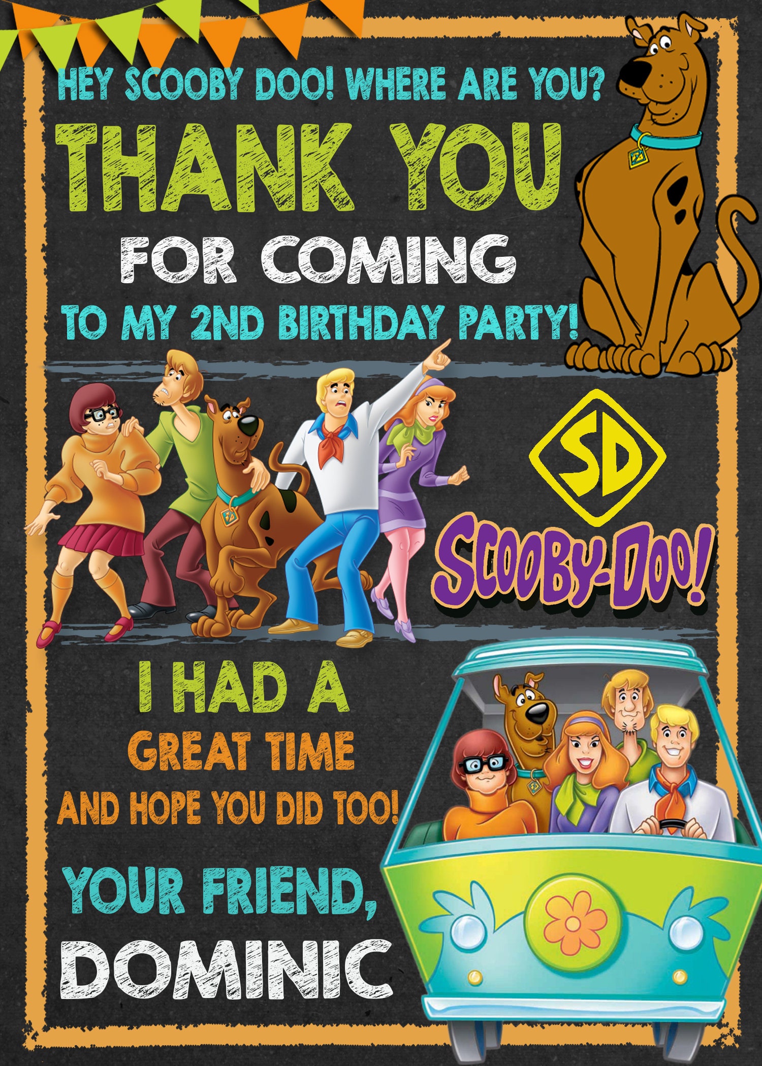 Scooby Doo Birthday Invitation, Scooby Doo Card Invitation, Scooby Doo ...