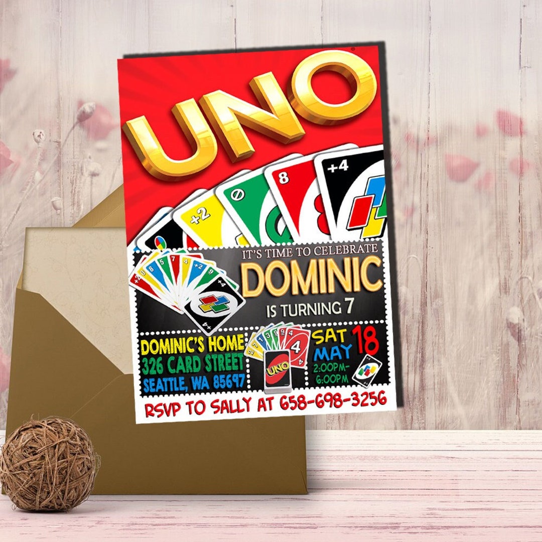 Uno Card Birthday Invitation Invitation, Uno Card Invitation, Uno ...