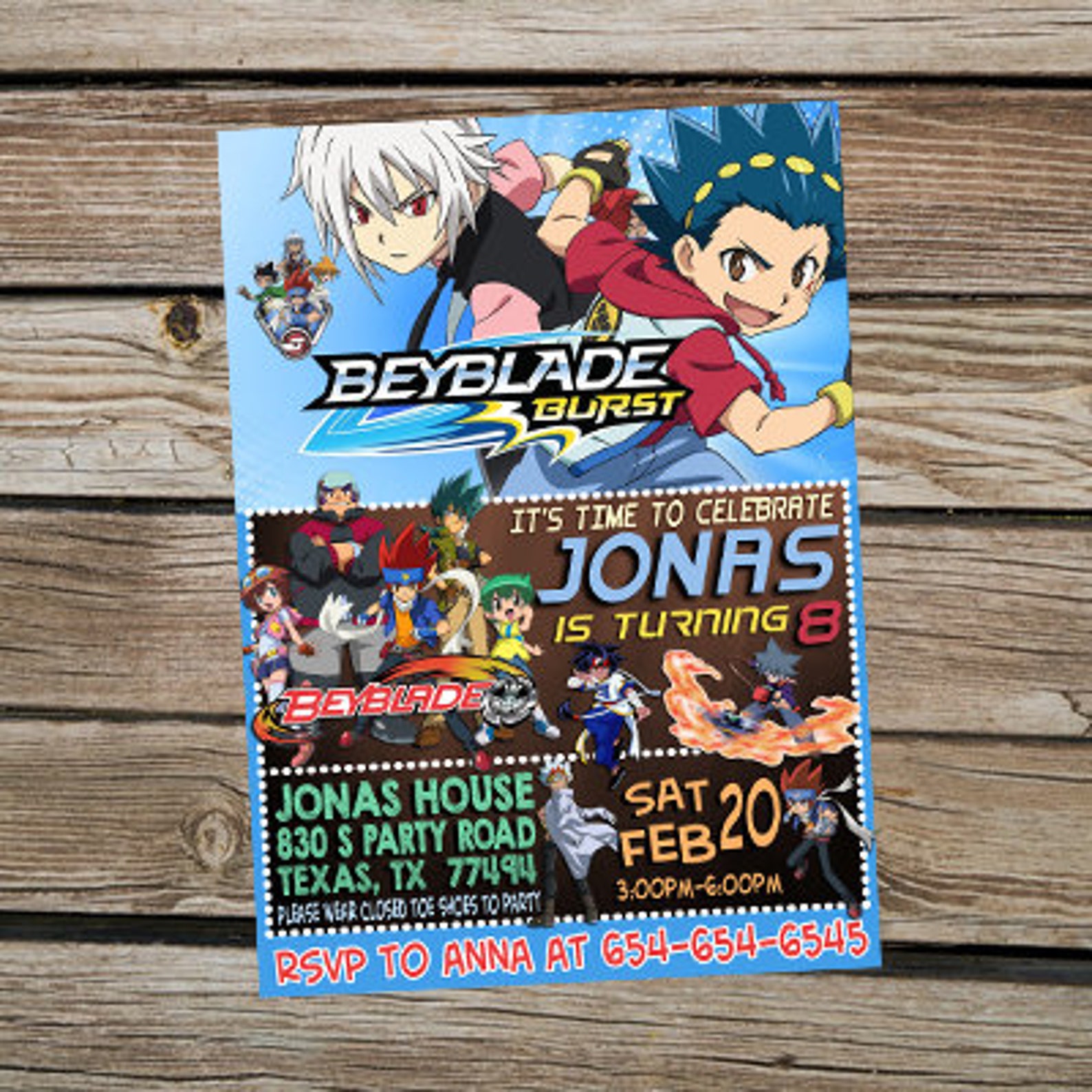 Beyblade Invitation Beyblade Birthday Invitation Beyblade - Etsy