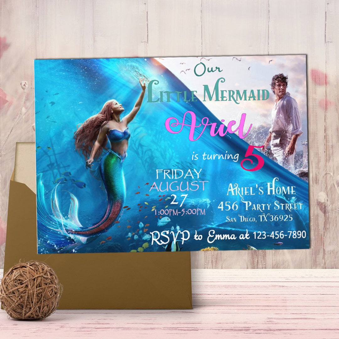 Little Mermaid Birthday Invitation, Little Mermaid Card Invitation ...