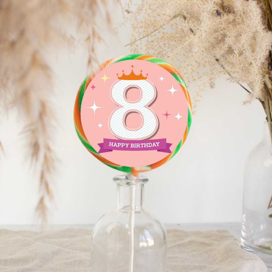 Light Pink 8th Birthday Lollipop Birthday Gift Party Bag - Etsy