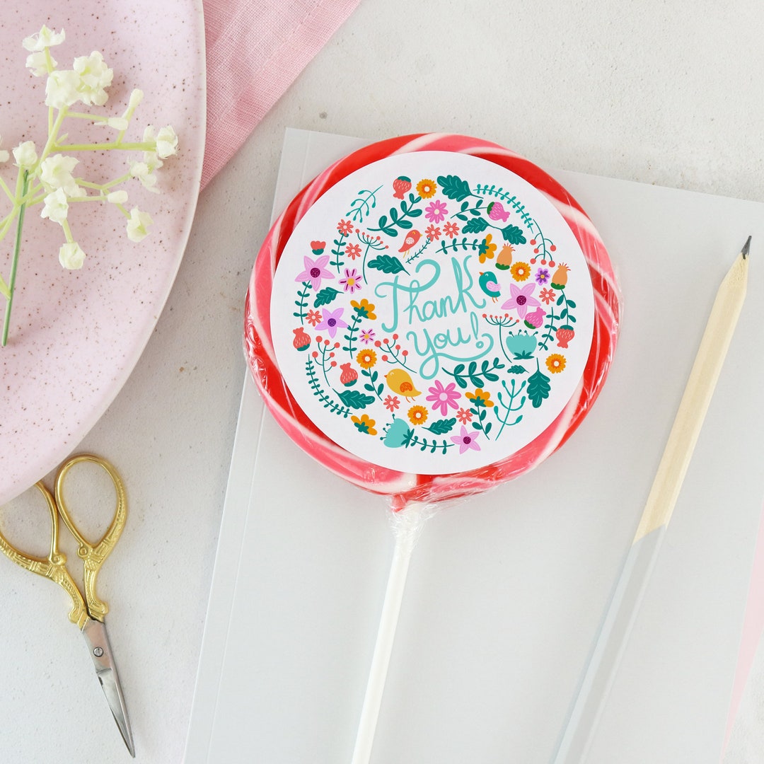 Floral Thank You Lollipop Thank You Present Alcoholic Lollipop Sweet ...