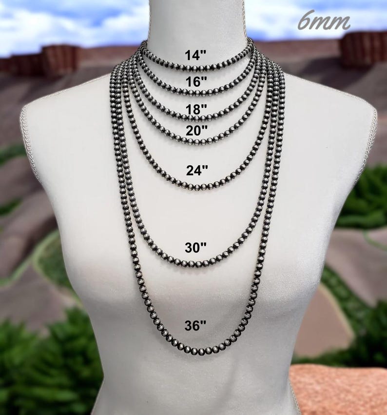 Navajo Pearl Style Sterling Silver Hand Strung Necklaces 6mm - Etsy