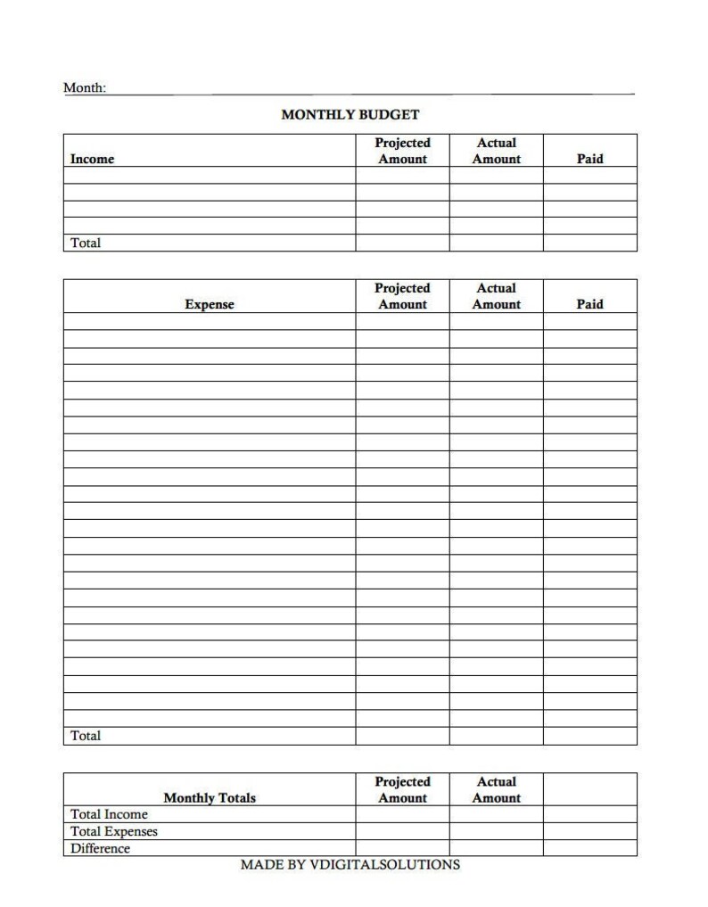 Monthly Budget Tracker - Etsy