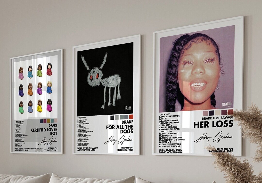 Drake Set of 3 Hypebeast Minimalist Album Poster Instant Download , CLB ...