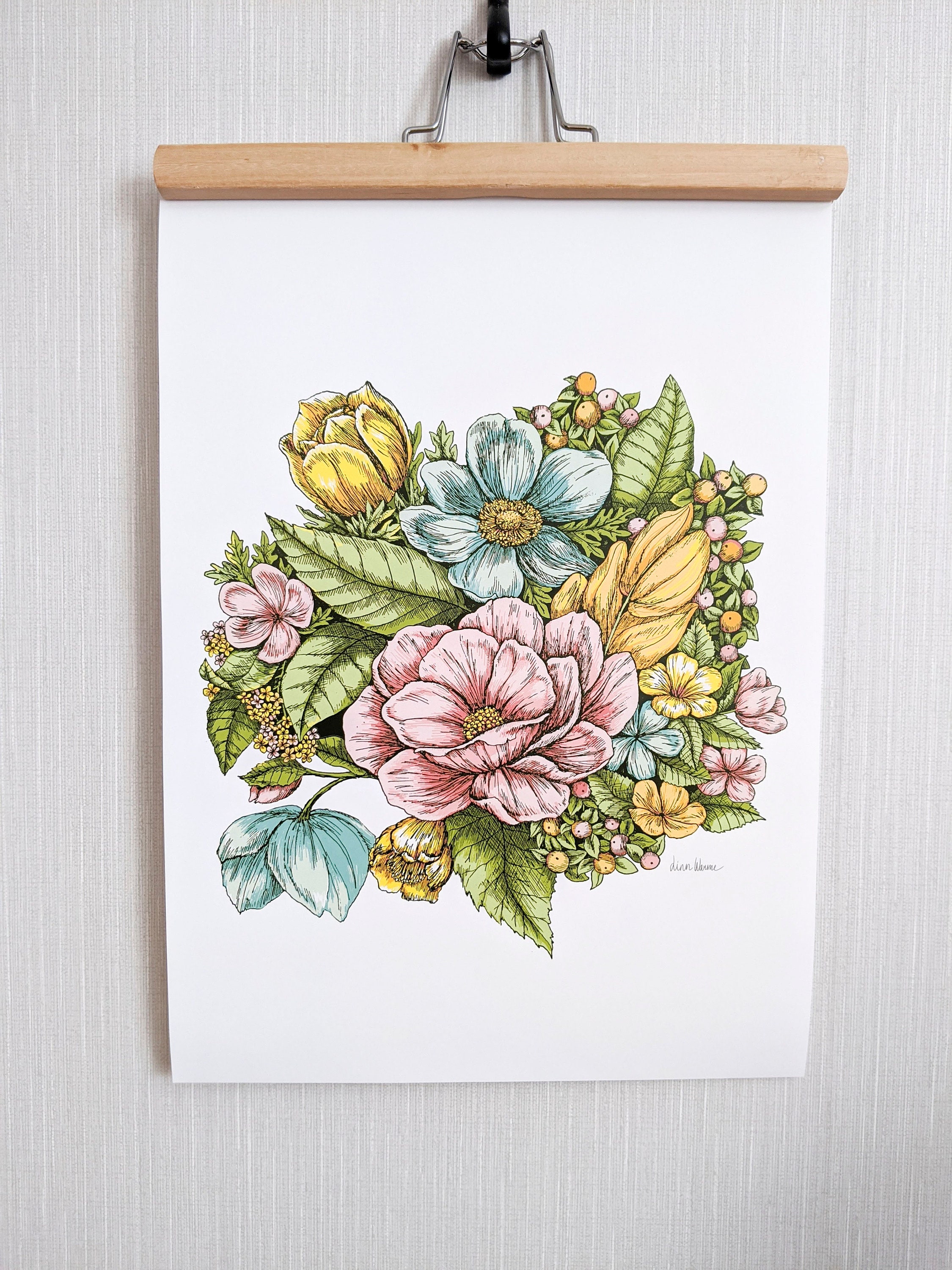 Pastel Floral Print - Colorful Flower Illustration - Etsy