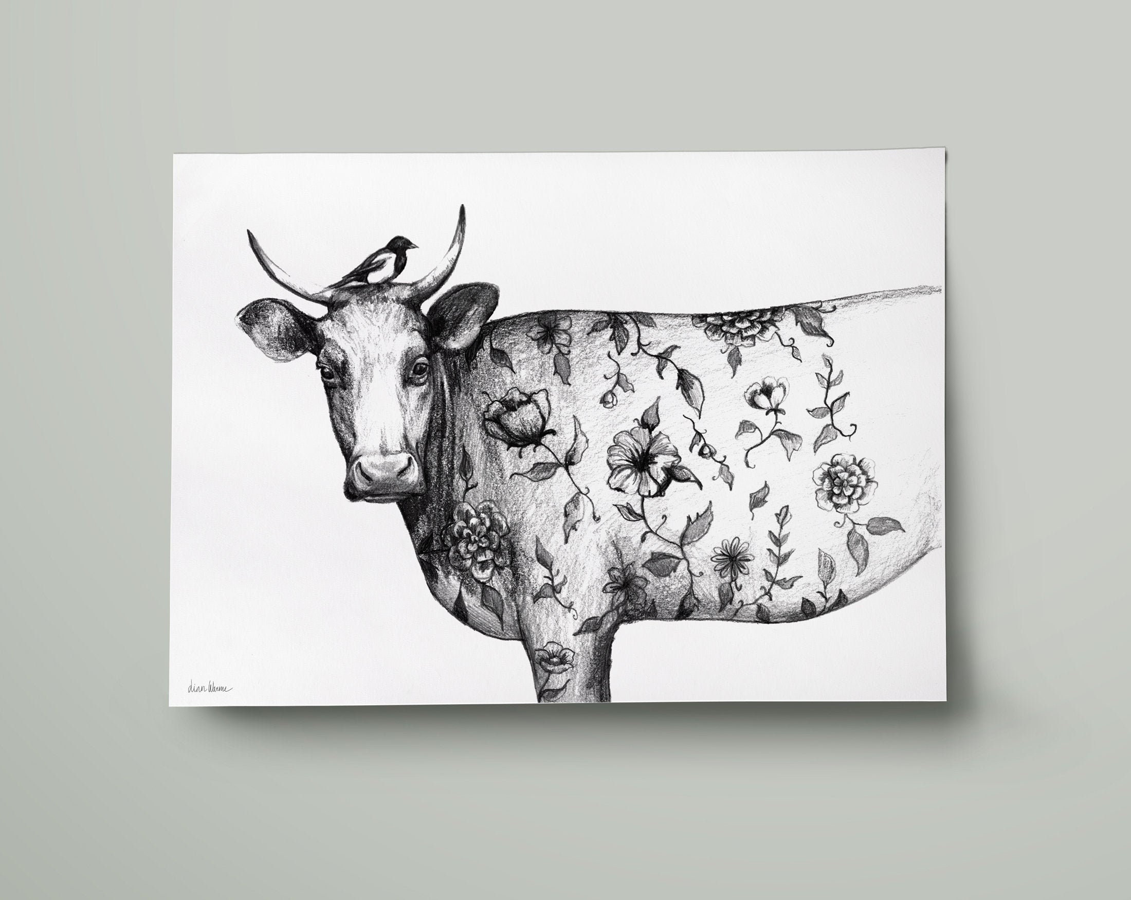 Realistic Cow Drawing