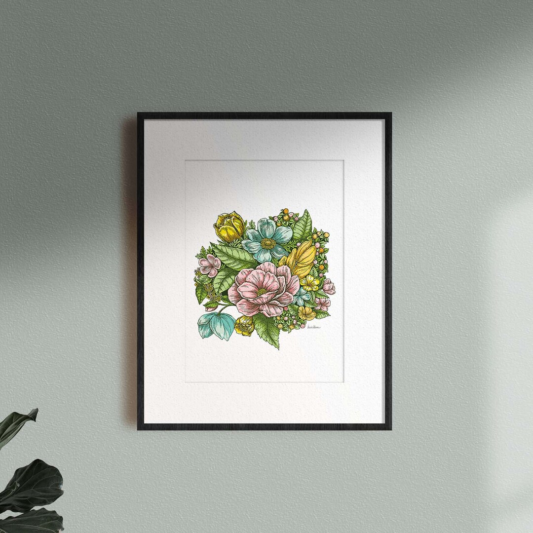 Pastel Floral Print - Colorful Flower Illustration - Etsy