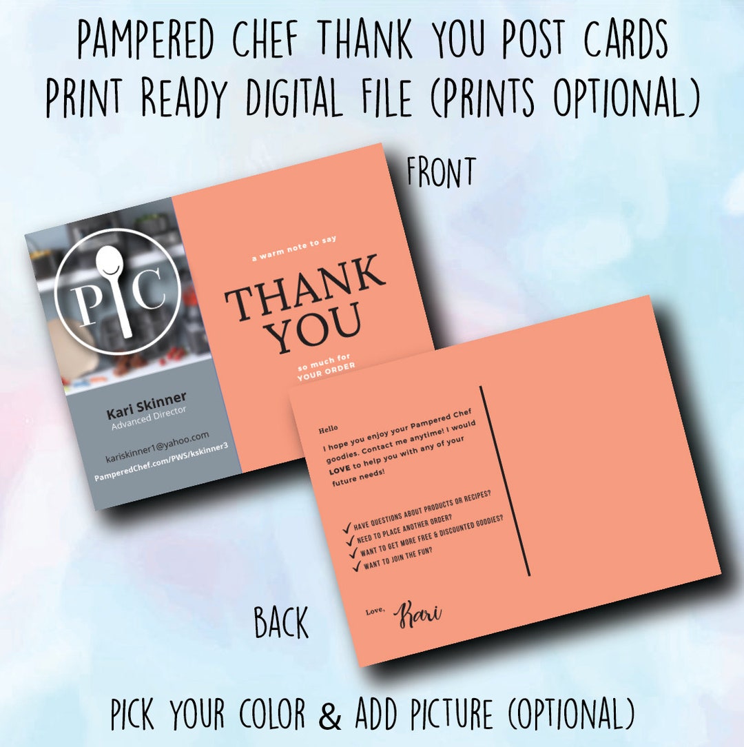 Pampered Chef Thank You Postcard - Digital File + Print (optional) - Etsy