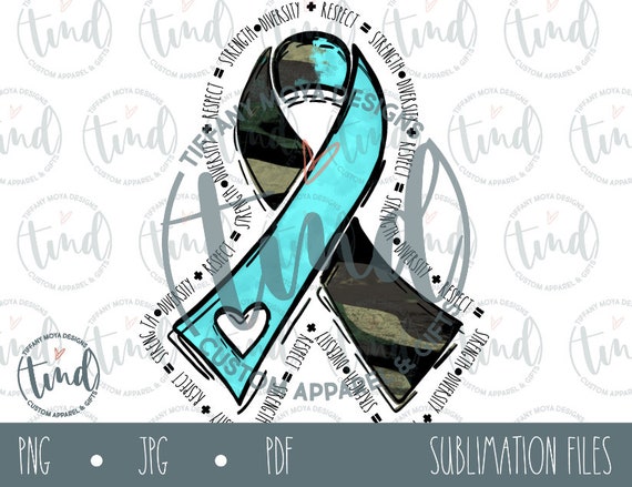 Army Teal Ribbon Digital Design Sublimation Digital - Etsy