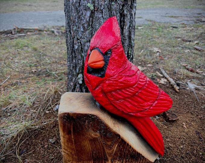 16 Inch Handmade Chainsaw Carved Cardinal, and Hand Painted and ...