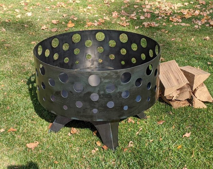 Round Fire Pit 30" With Circle Pattern - Etsy