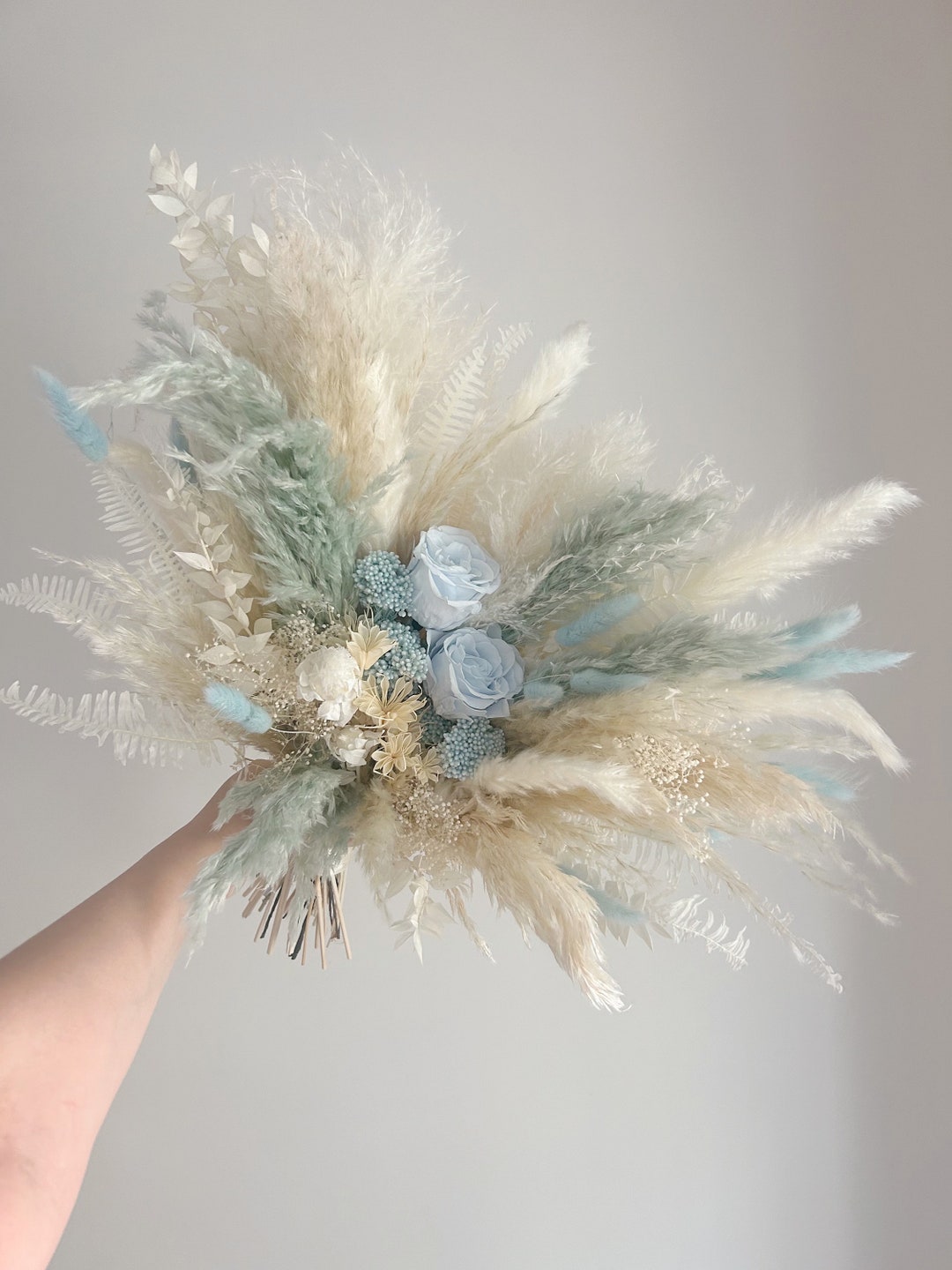 Bridal Bouquet - Baby Blue | Wedding Bouquet | Boho Wedding | Dried ...
