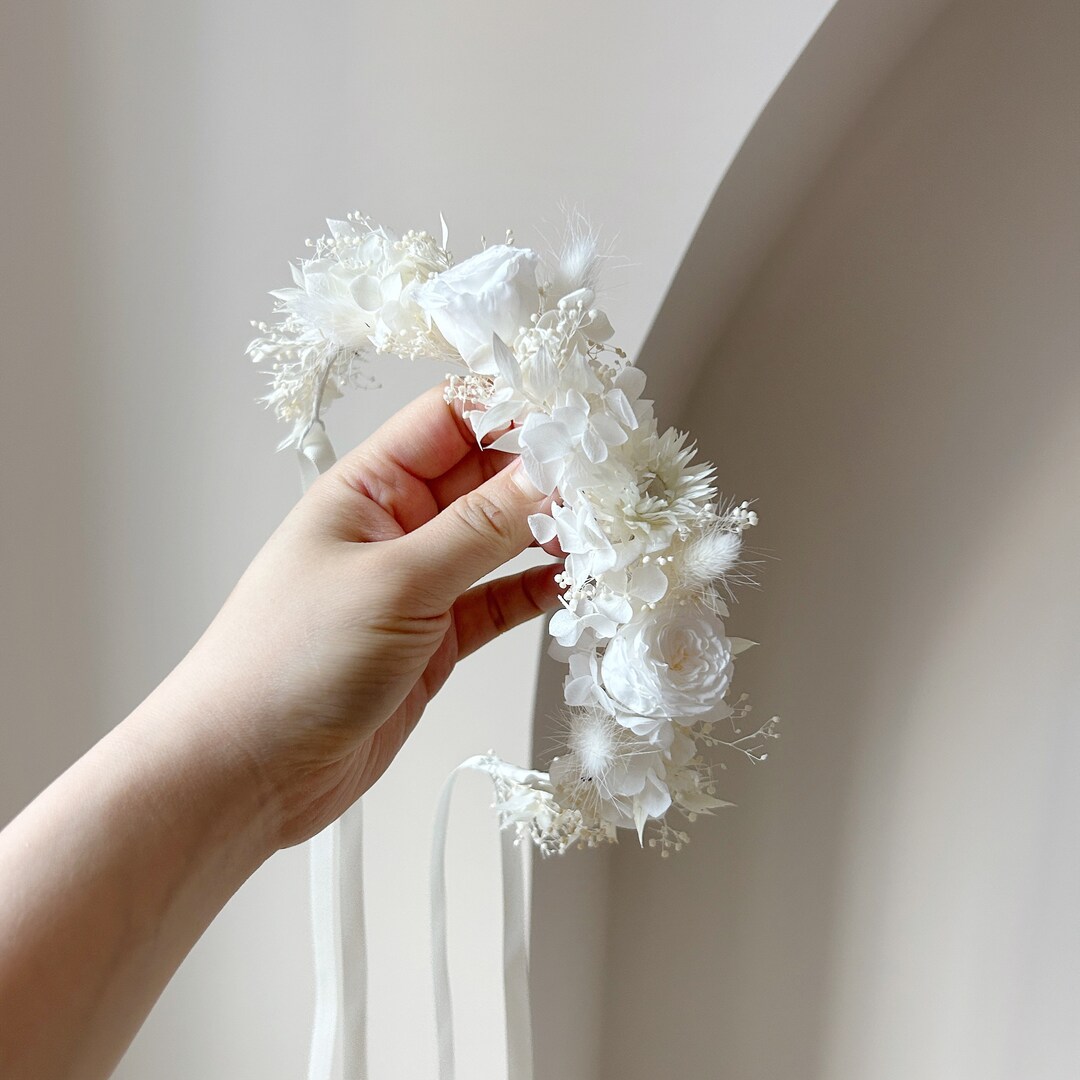White/cream Flower Crown | Dried Flowers | Preserved Flowers | Flower ...