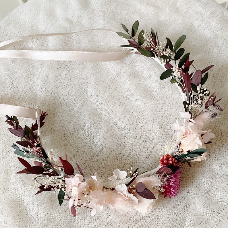 Bordeaux Flower Crown Dried Flower Crown Wedding Flower - Etsy