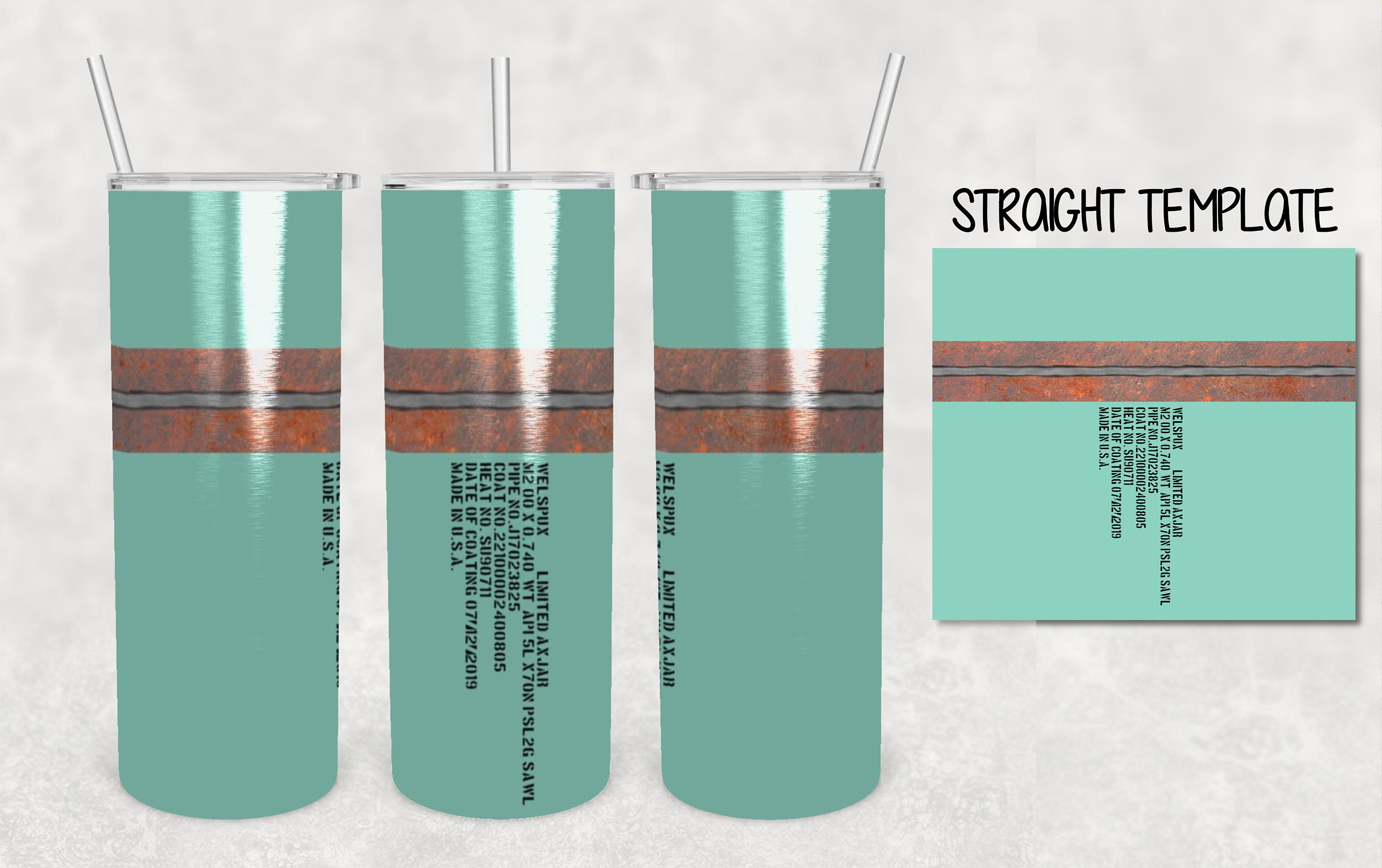 Pipeline Weld Tumbler - Sublimation - Wrap - Seamless - Pipe - Pipeline ...