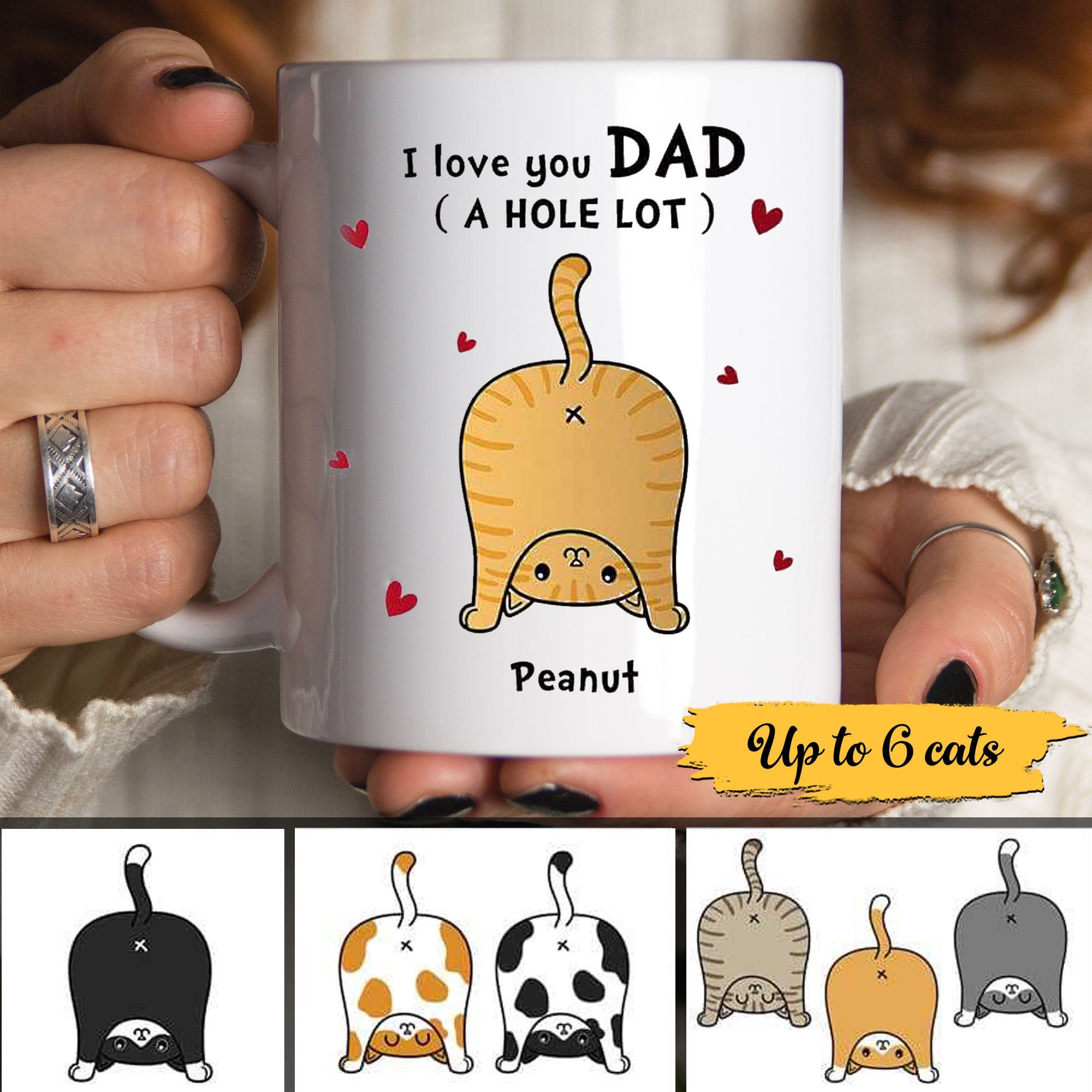 Custom I Love You Dad A Hole Lot Cat Mugs Funny Cat Dad Mug | Etsy