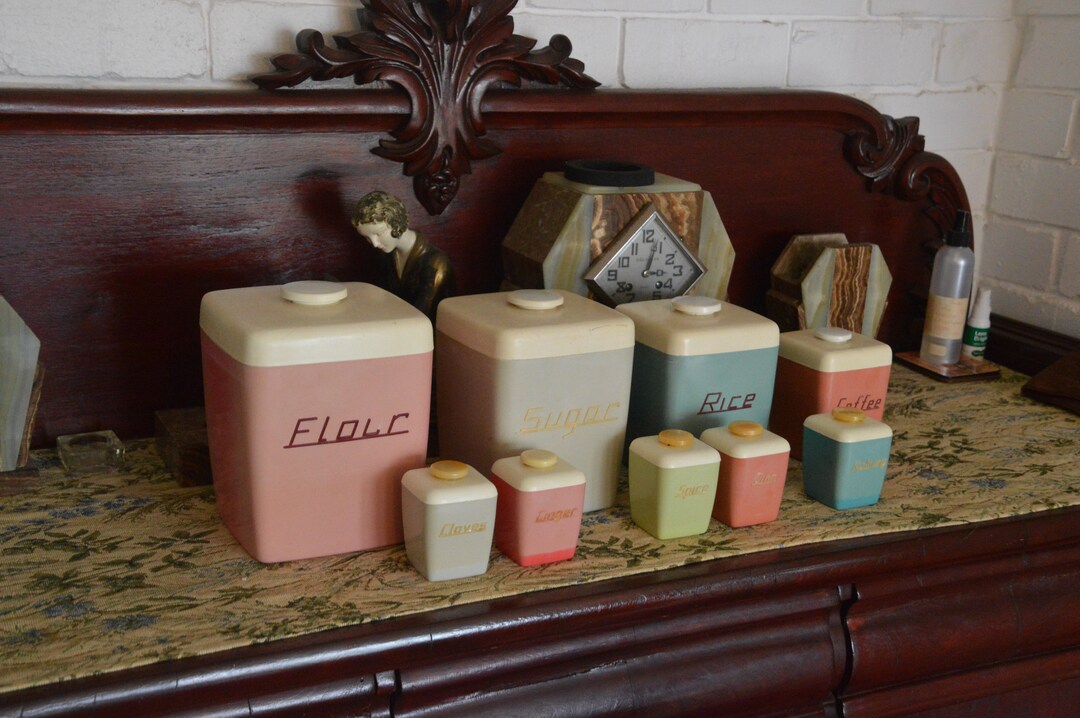 A Vintage Set of Nally Kitchen Canisters - Etsy